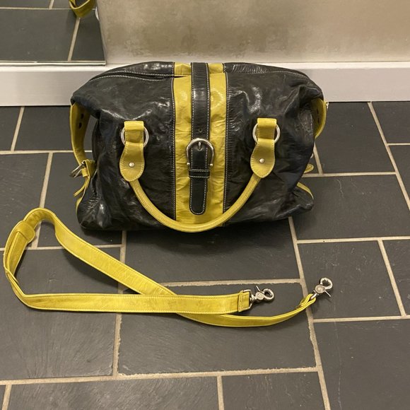 KiKi Pearl | Bags | Kiki Pearl Handbag Black And Mustard Yellow ...
